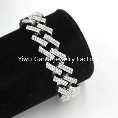 Hot Sale 15mm Hip Hop Iced Out Rhinestone Miami Cuban Link Chain Bracelet for Men and Women Girls Jewelry Gifts