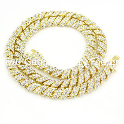 Brand New Men Women Hip Hop Rapper Necklace Gold Plated Rhinestone Iced Out Curb Cuban Chain Necklace For Women Gifts