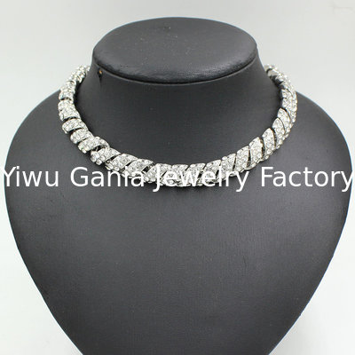 Brand New Luxury Hip Hop Rapper Necklace Rhinestone Iced Out Curb Silver Color Cuban Chain Necklace For Women Gifts