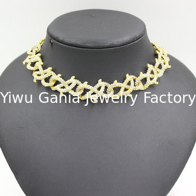 Brand New Gold Plated Men Women Cuban Necklaces Rhinestone Iced Out Curb Cuban Chain Necklace Jewelry For Hip Hop Lover