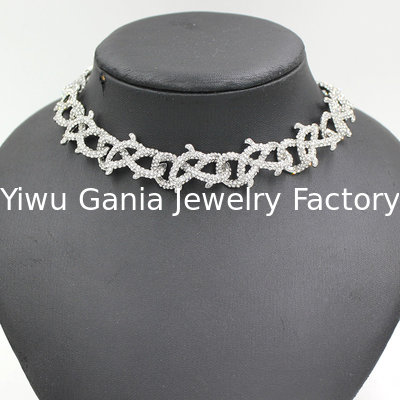 Brand New Imitation Rhodium Cuban Necklace Rhinestone Iced Out Curb Cuban Chain Necklace Jewelry For Bride Wedding Gifts