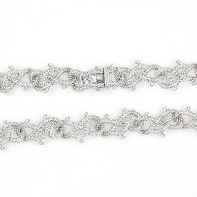 Brand New Imitation Rhodium Cuban Necklace Rhinestone Iced Out Curb Cuban Chain Necklace Jewelry For Bride Wedding Gifts