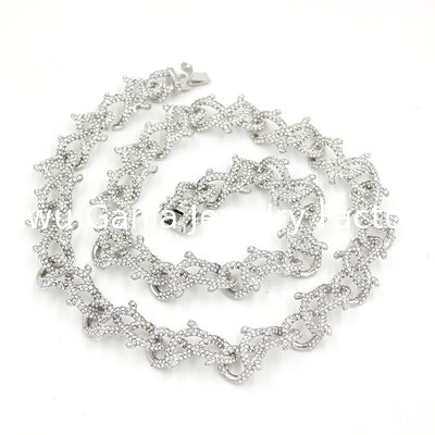 Brand New Imitation Rhodium Cuban Necklace Rhinestone Iced Out Curb Cuban Chain Necklace Jewelry For Bride Wedding Gifts