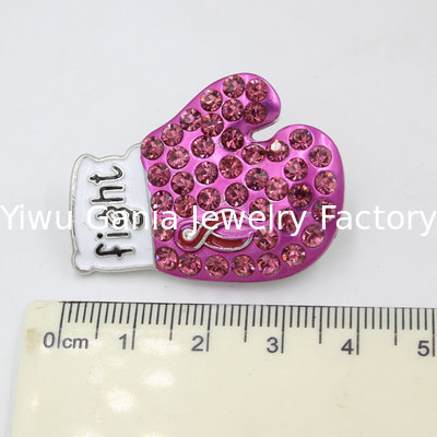 New Arrival Breast Cancer Awareness Jewelry Pink Ribbon Fighting Box Gloves Pin Brooch Rhinestone Brooch Pins