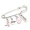 Wholesale New Arrival Breast Cancer Pink Ribbon Brooch Pins Hope Faith Fighting Glove Pink Ribbon Charms Safety Pin